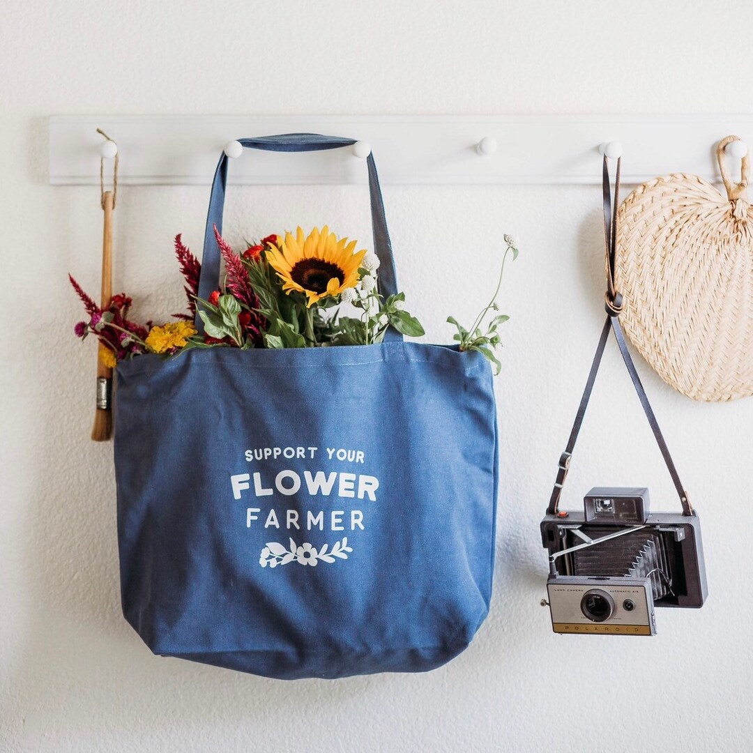 Flower Farmer Tote Bag Choose Size and Color - Etsy