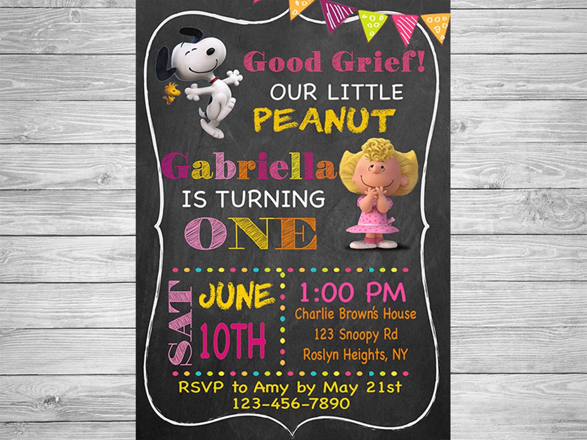 Snoopy Birthday Invitation Peanuts Birthday Invitation | Etsy