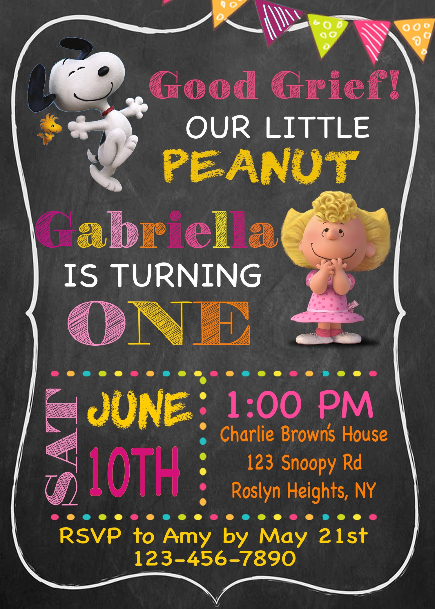 Snoopy Birthday Invitation Peanuts Birthday Invitation | Etsy