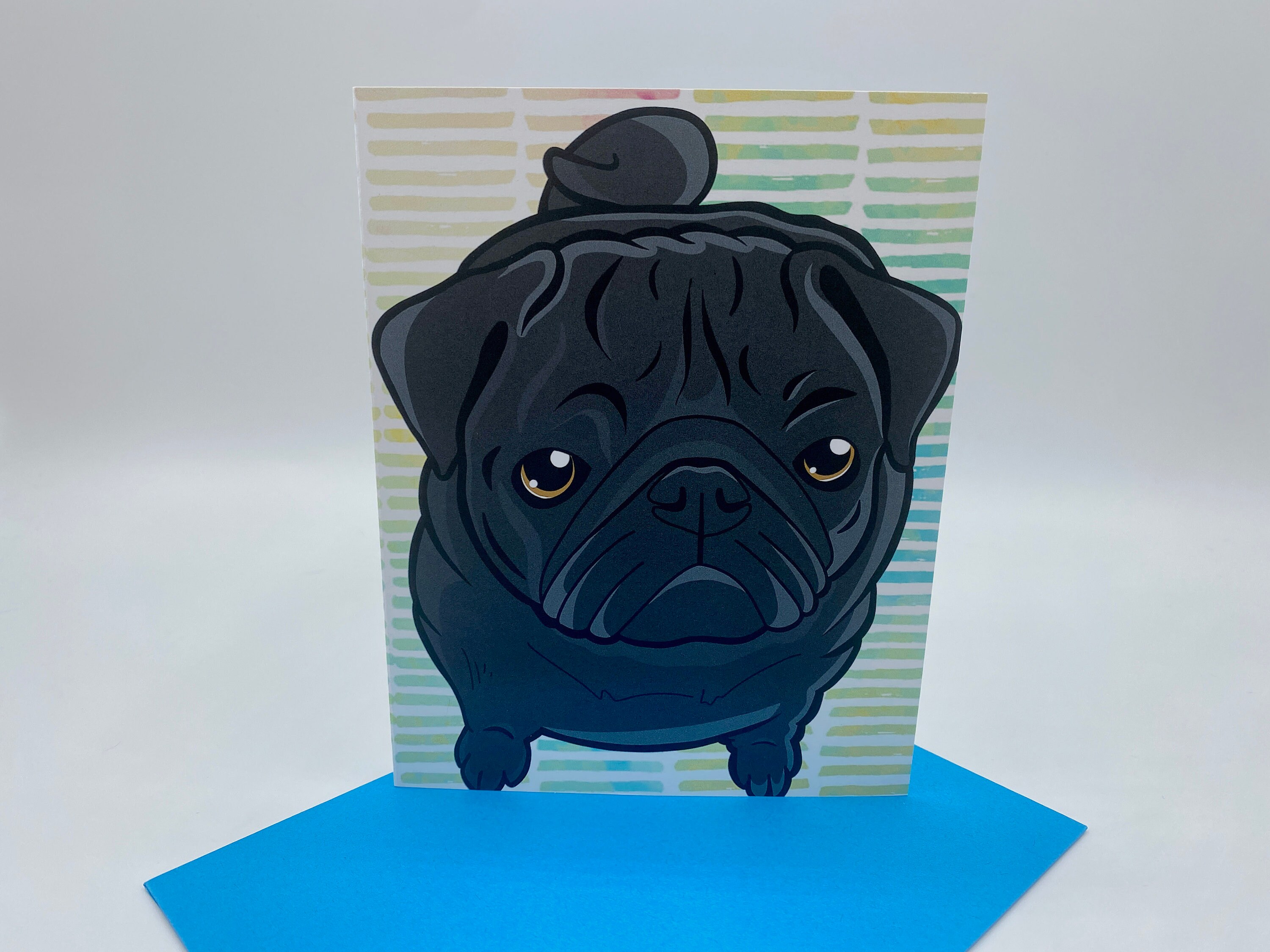 Pug Greeting Card, Dog Card, Funny Card, Animal Lover Card, Black Pug ...