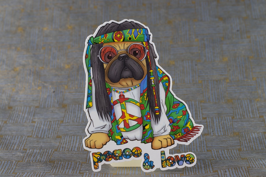 Pug Vinyl Sticker, Pug Decal, Funny Dog Sticker, Dog Lover Sticker ...
