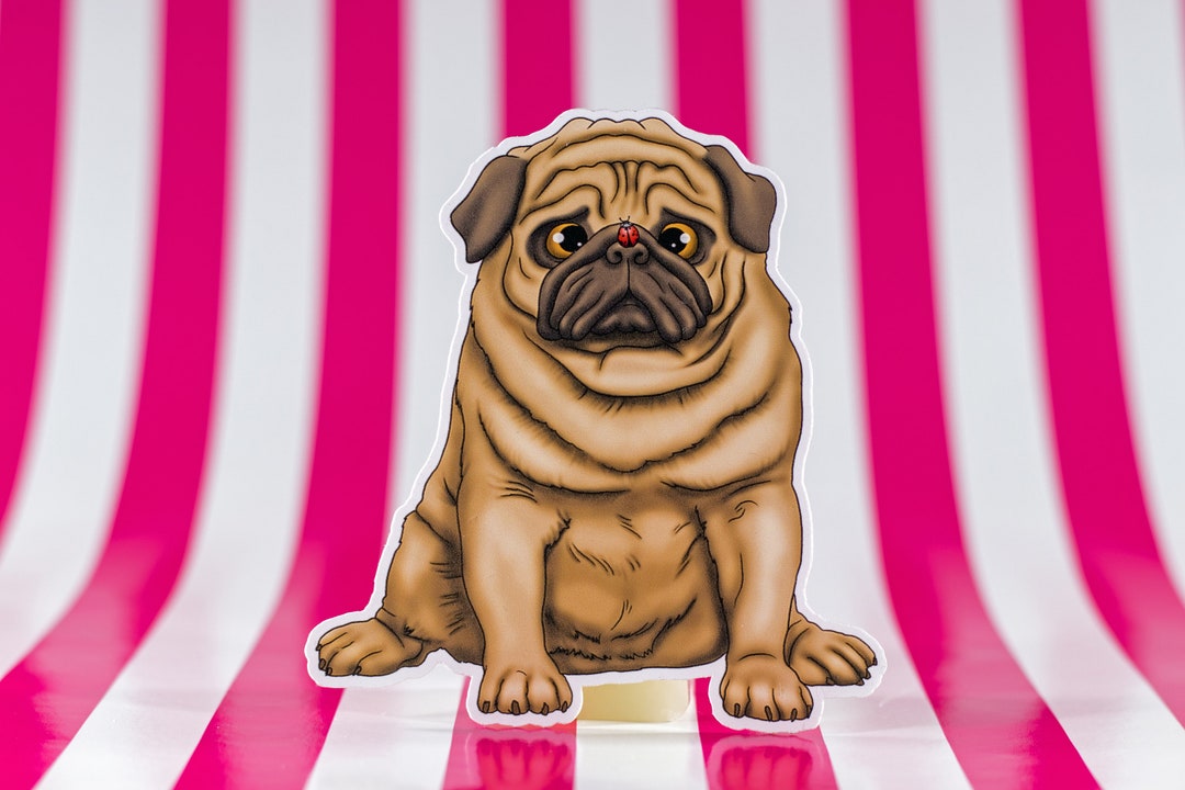 Pug Vinyl Sticker, Pug Decal Sticker, Funny Dog Sticker, Dog Lover ...