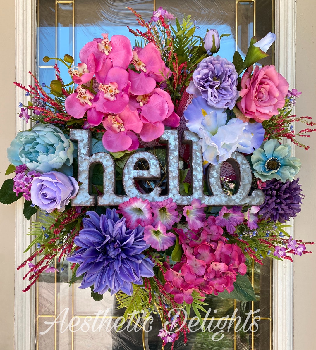 Pink & Purple Hello Wreath - Etsy