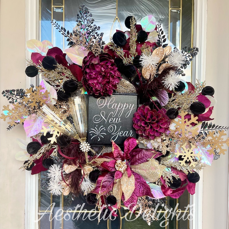 New Years Wreath - Etsy