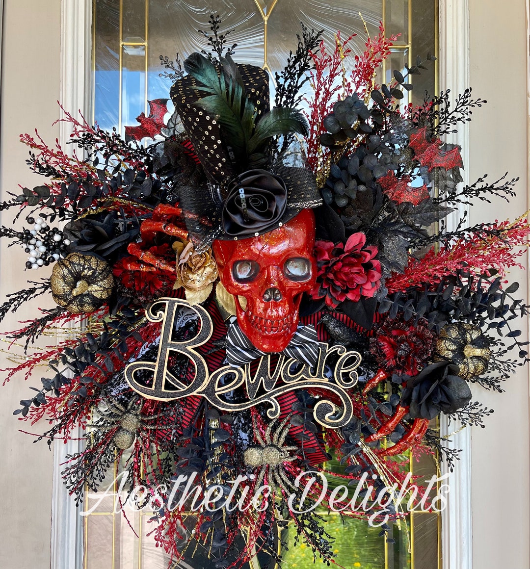Red Skeleton Wreath - Etsy