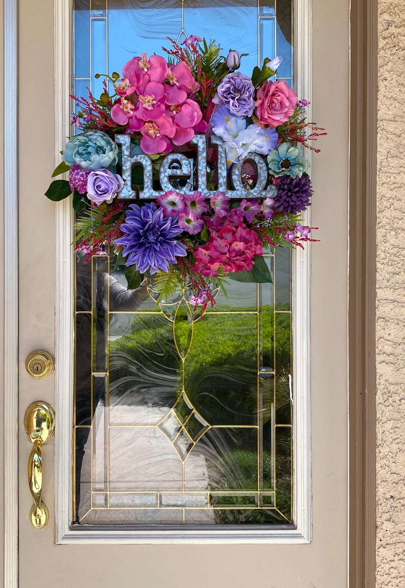 Pink & Purple Hello Wreath - Etsy