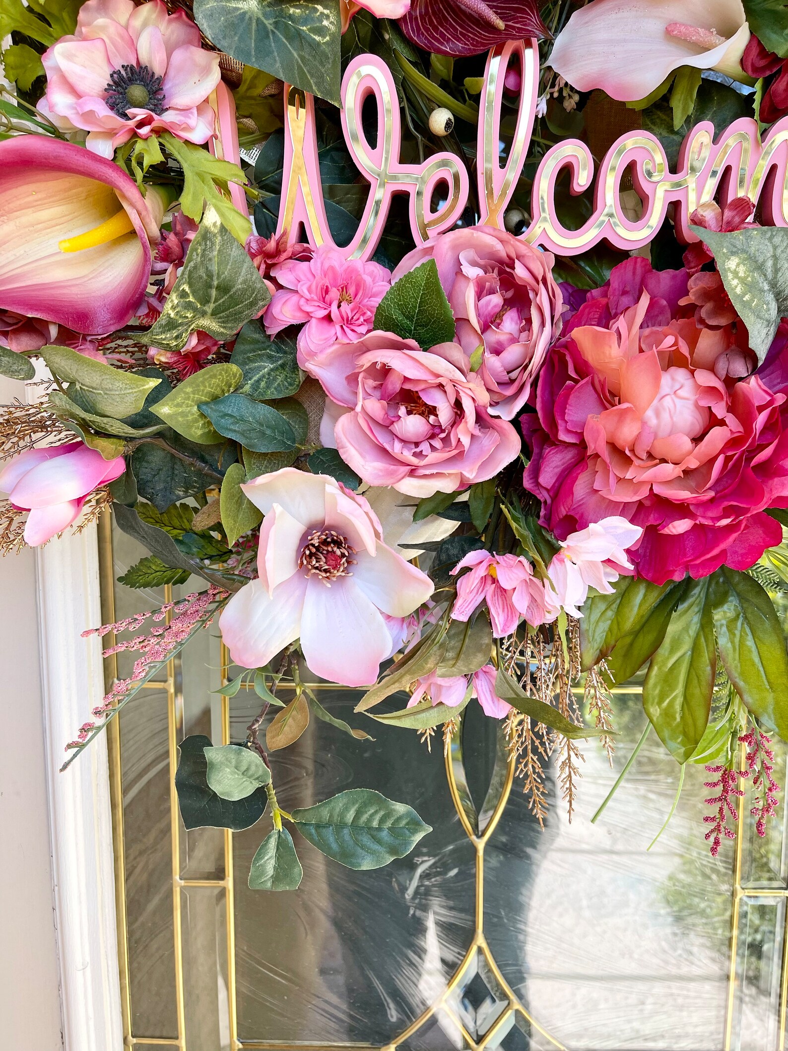 Pink Welcome Wreath - Etsy