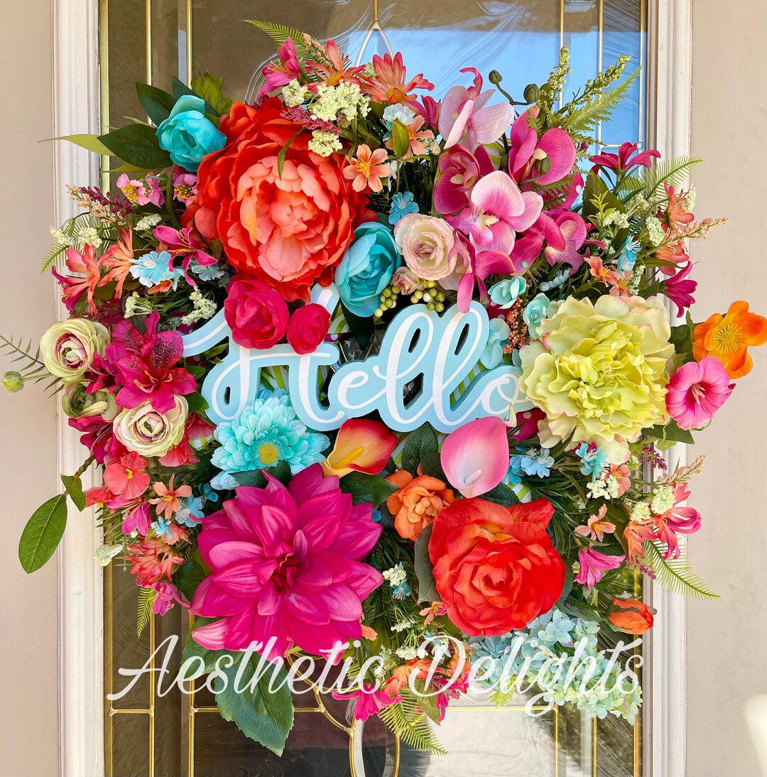 Colorful Hello Wreath - Etsy
