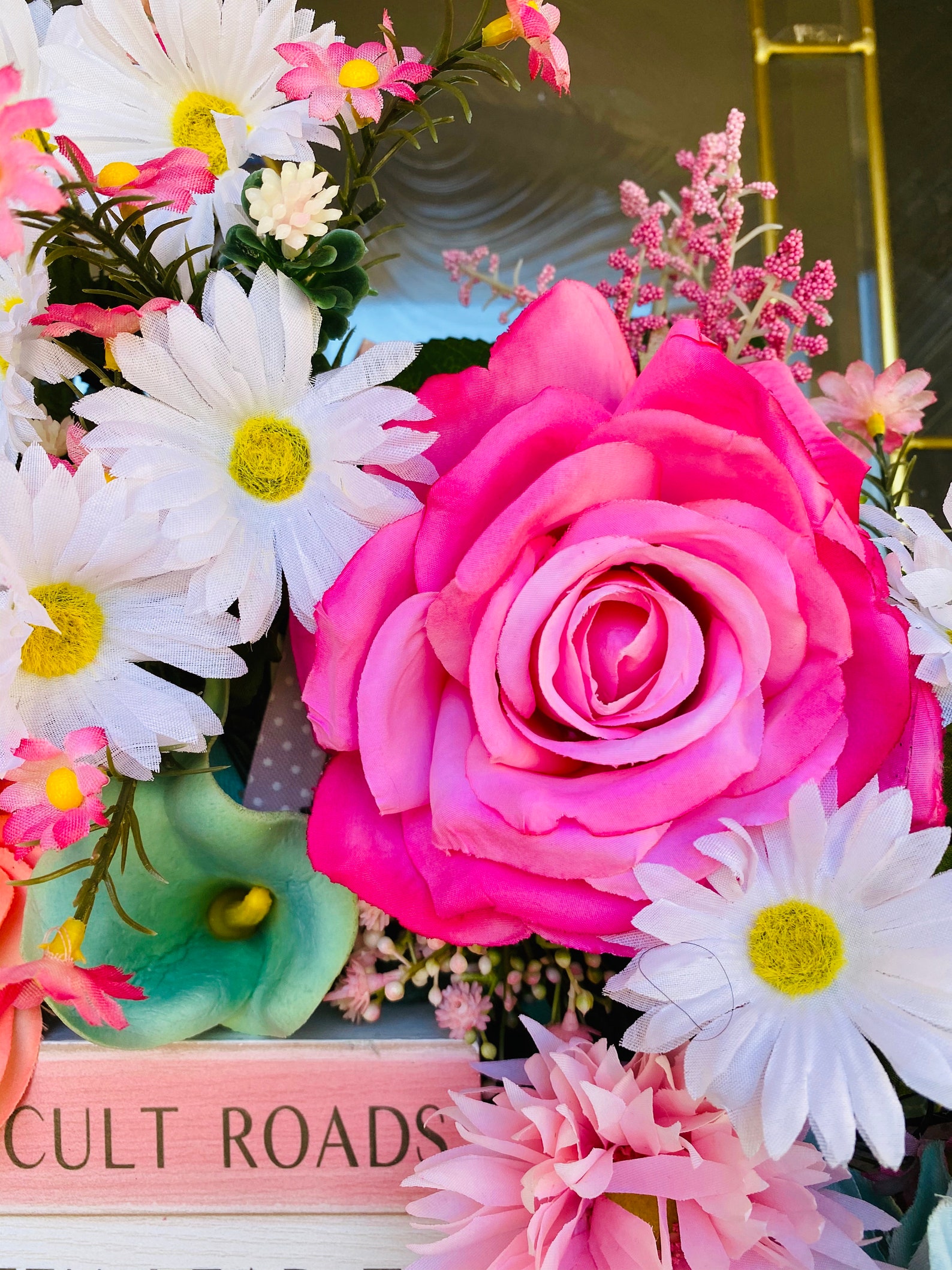 Beautiful Destinations Wreath Floral Wreath Blue Pink & | Etsy