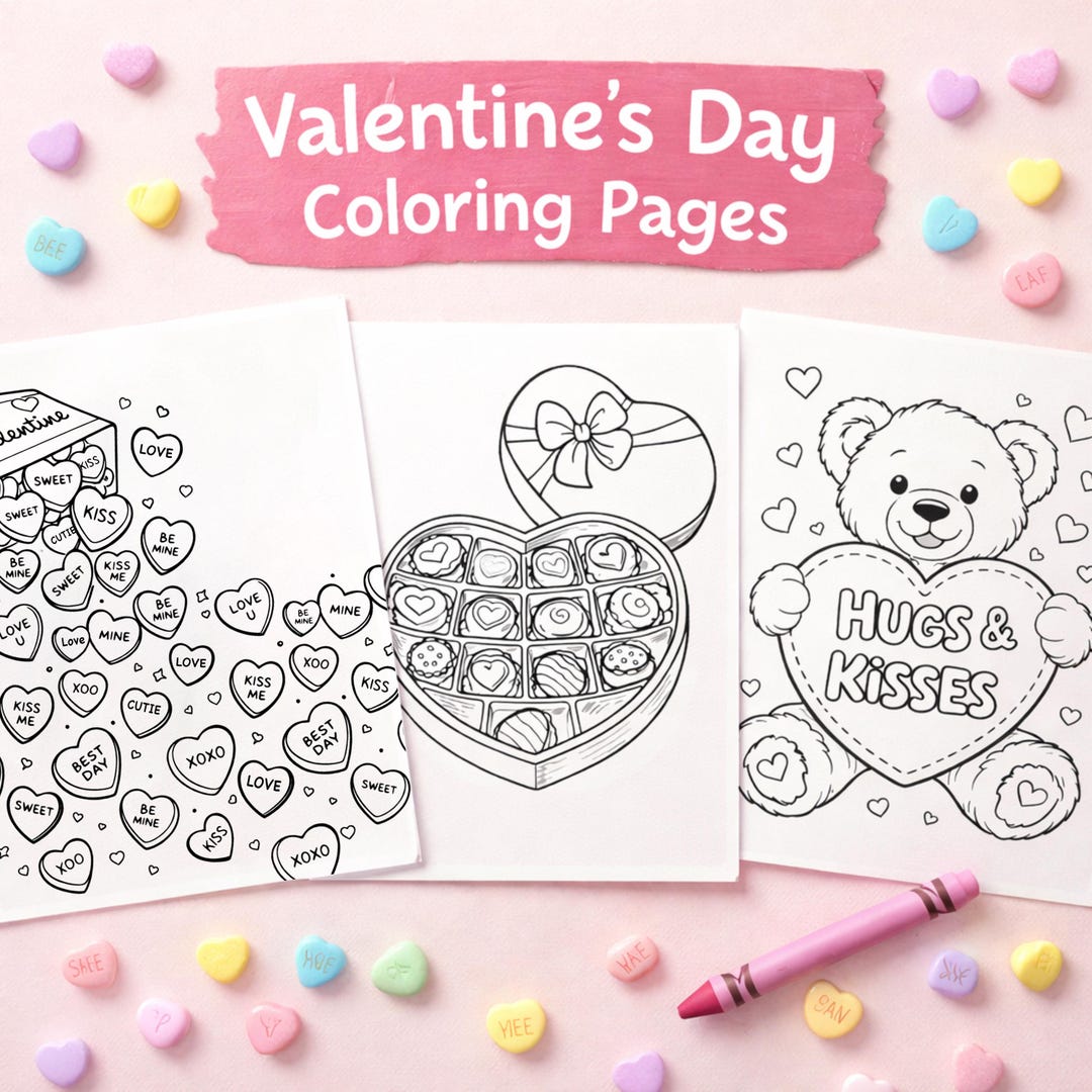 Printable Kids Valentine Activity Sheets, Teddy Bear Heart Theme ...