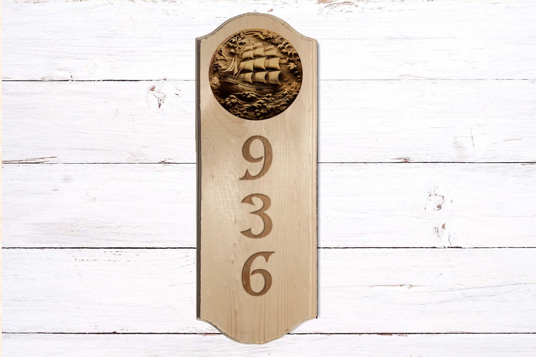 Sailing Ship Wooden House Sign / House Numbers - Etsy