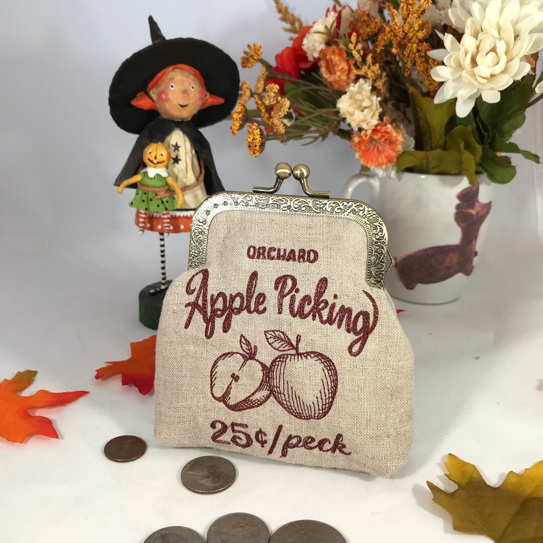 Fall Harves/t Apple Picking/embroidered/ Kiss Lock/ Coin Purse - Etsy