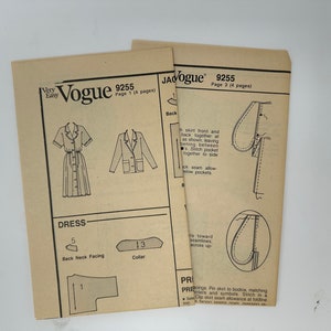 Vogue Sewing Pattern # 9255 Dress and Jacket - Etsy