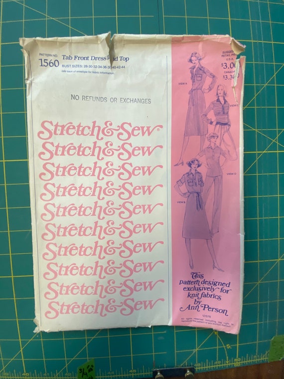 Sewing designed by Ann Person. Stretch and Sew Pattern #1560 Tab front ...