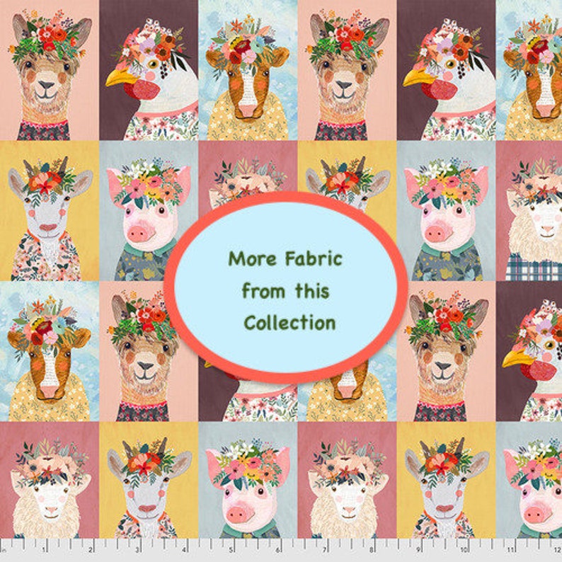 Farm Arrangement - Ivory - Quilt Fabric - Farm Friends Collection - by ...