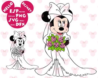 Minnie Bride Svg - Etsy