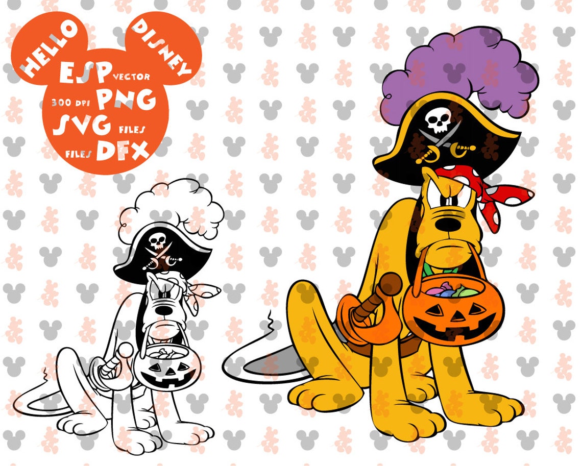 Disney Halloween Pluto Pirate Clipart Disney Cut Files - Etsy