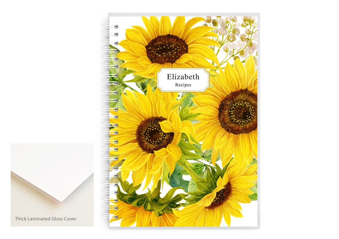 Personalized Recipes Recipe Book Sunflower Double-o Wire - Etsy