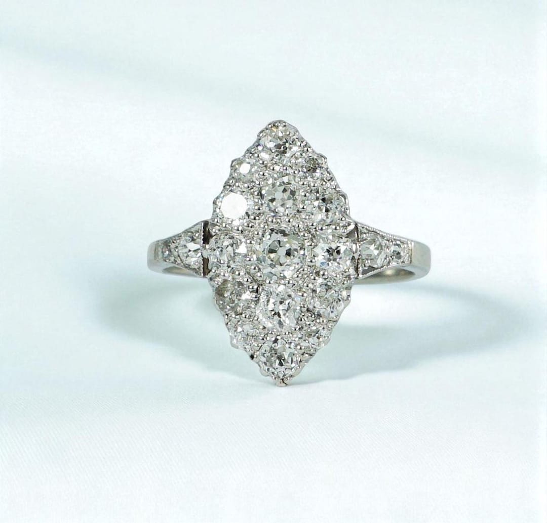 1920's Old Cut Diamond Cluster Ring, Platinum - Etsy
