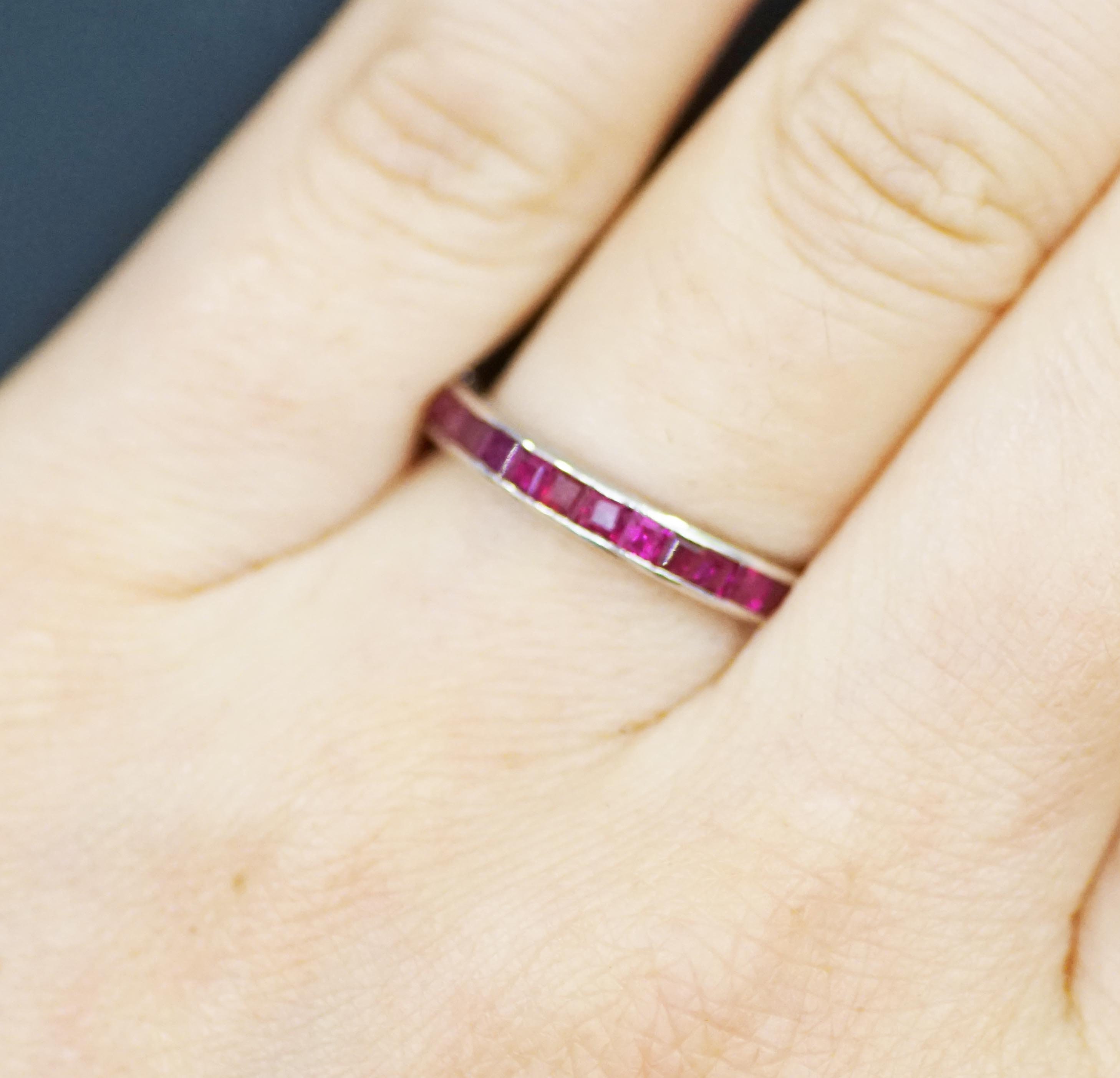 Square Cut Ruby Full Eternity Ring Platinum - Etsy