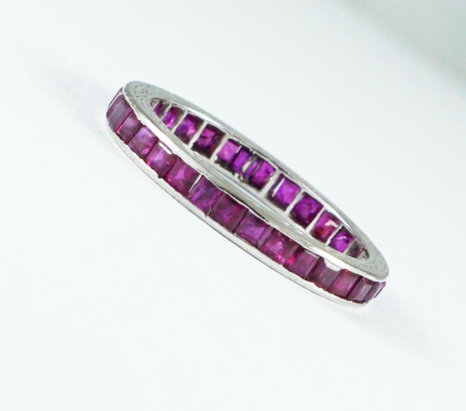 Square Cut Ruby Full Eternity Ring Platinum - Etsy