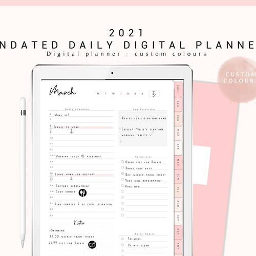 Monday Start Undated Digital Planner Landscape Digital | Etsy