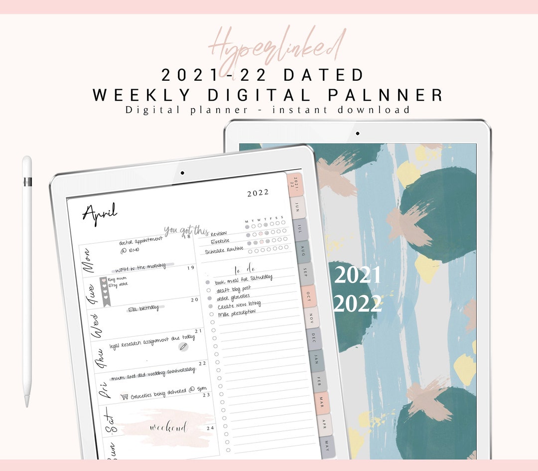 2021 2022 Digital Planner Dated Digital Planner Goodnotes - Etsy