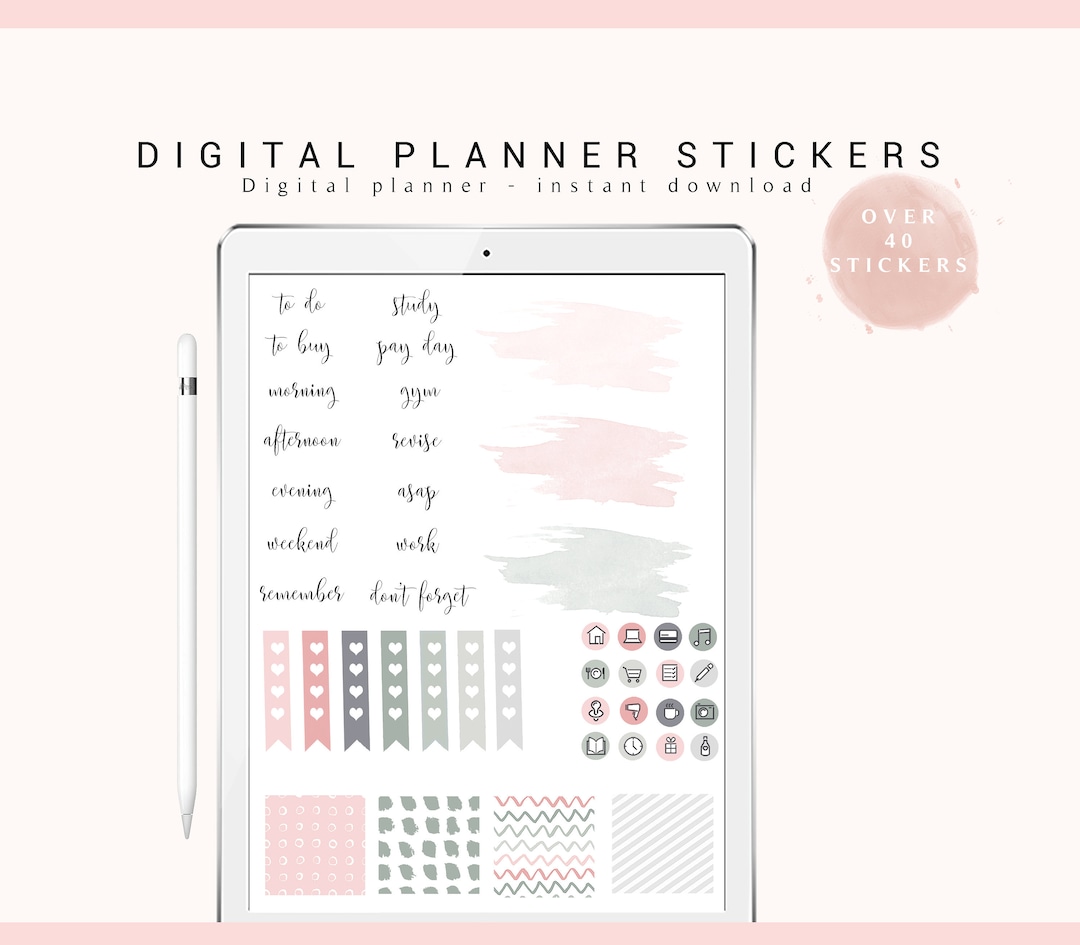 Pink Digital Planner Stickers Goodnotes Digital Planner - Etsy