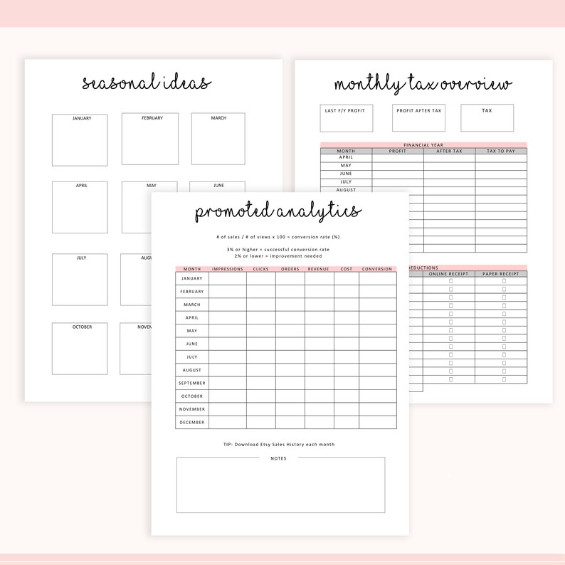 Etsy Business Planner Etsy Shop Planner Business Printable - Etsy UK