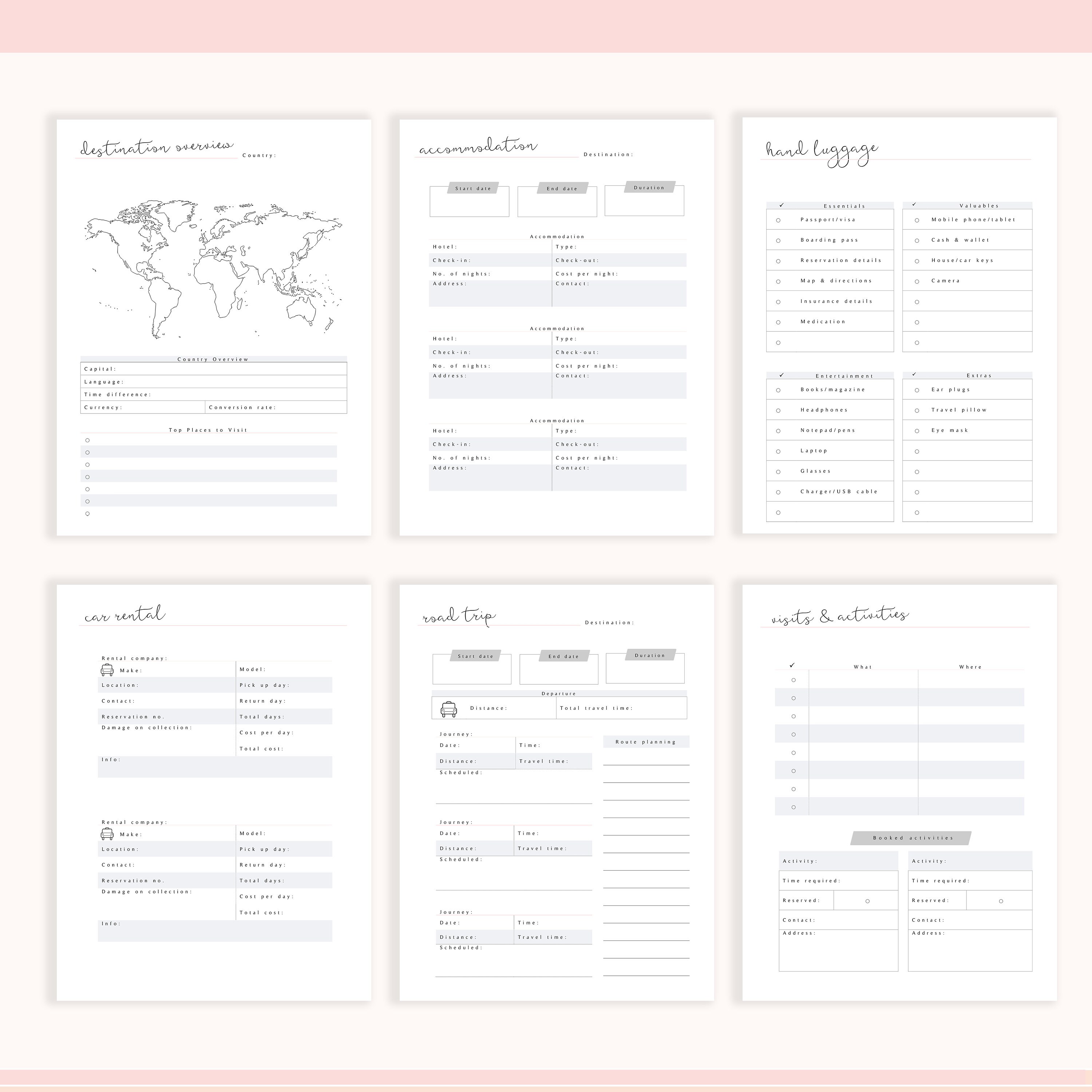 Travel Planner Printable Vacation Planner Road Trip Holiday | Etsy