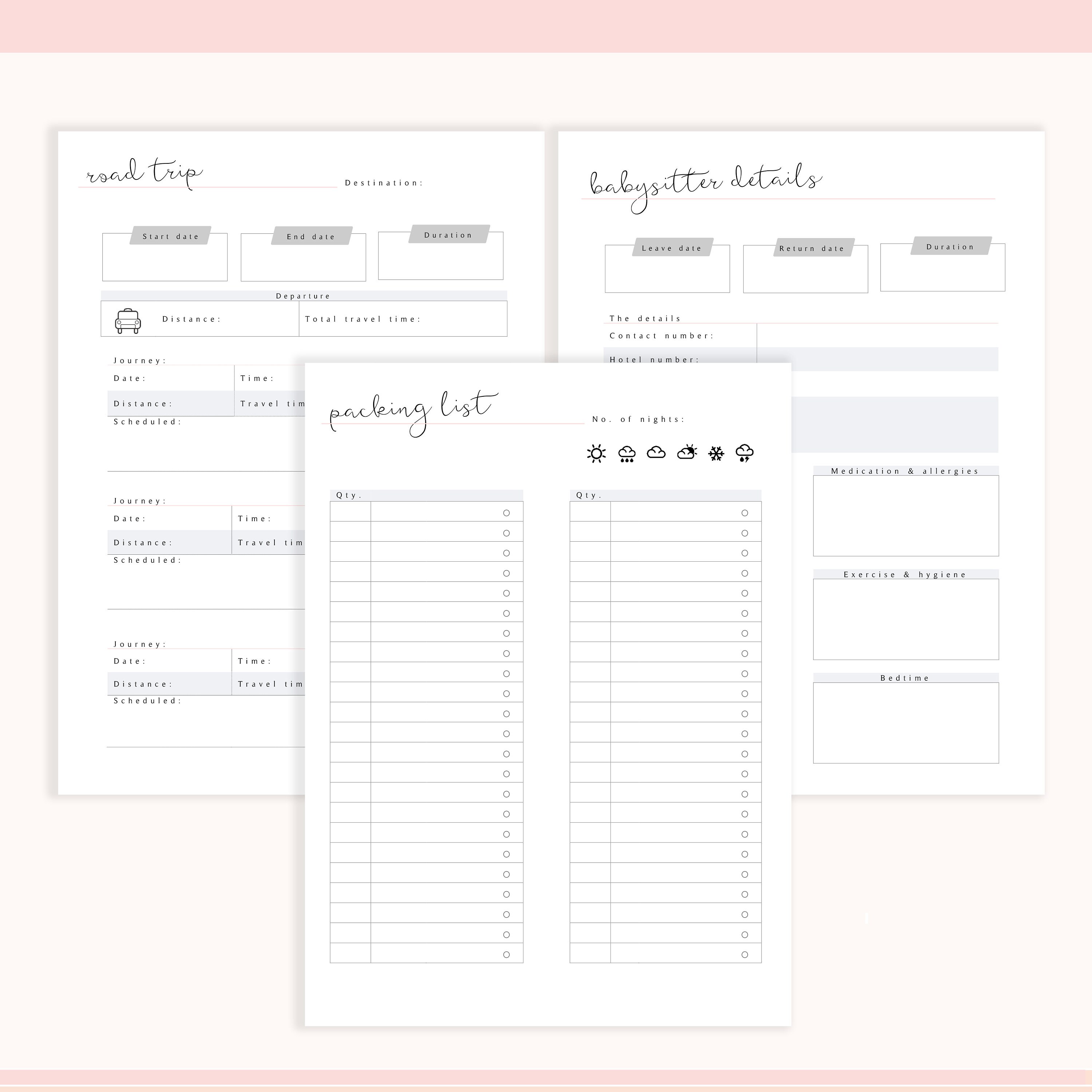 Travel Planner Printable Vacation Planner Road Trip Holiday | Etsy