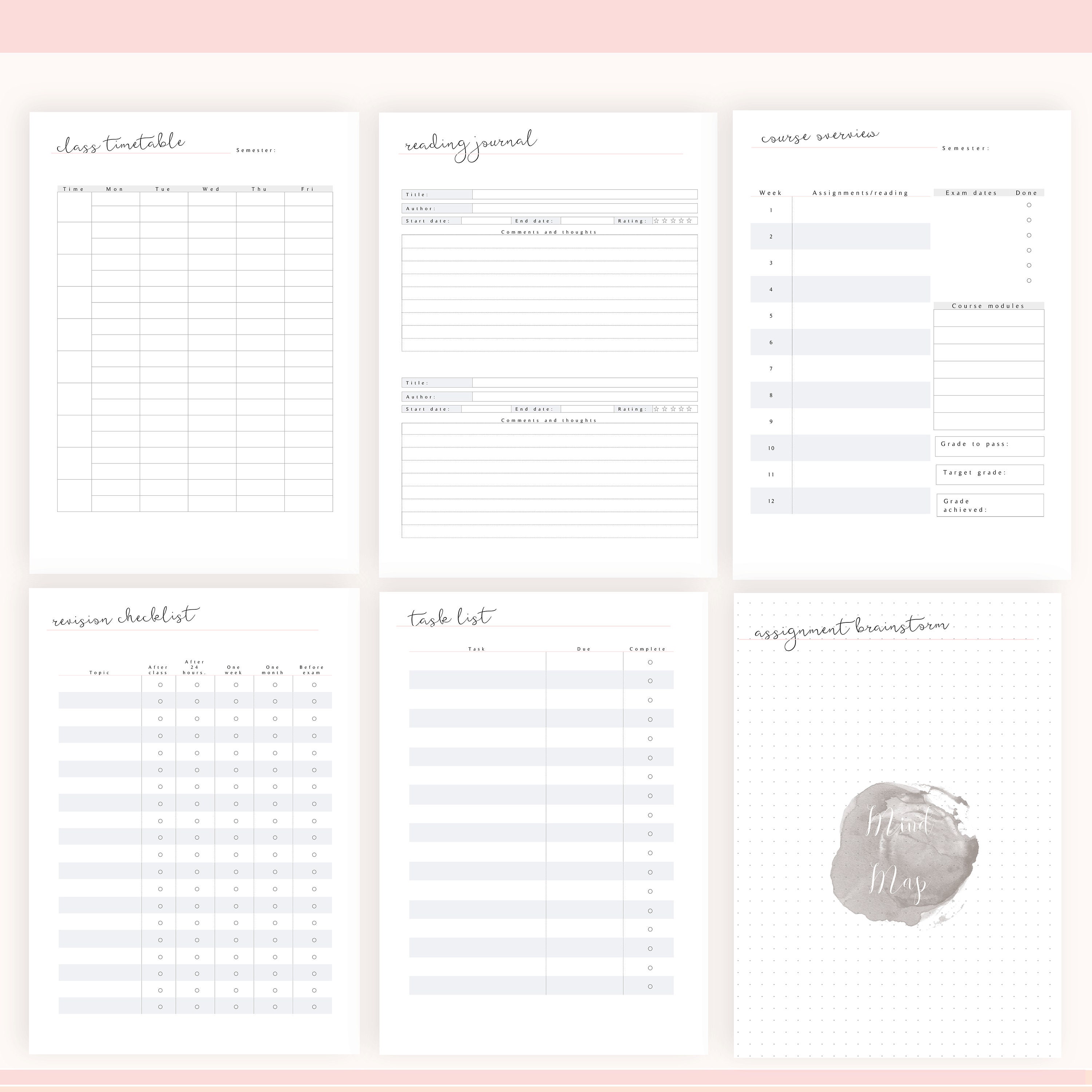 Student Planner College Planner Academic Planner Printable | Etsy