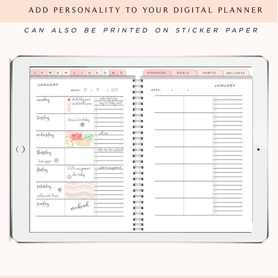 Paper Ipad Planner Digital Planner Stickers Digital Stickers MS Pink ...