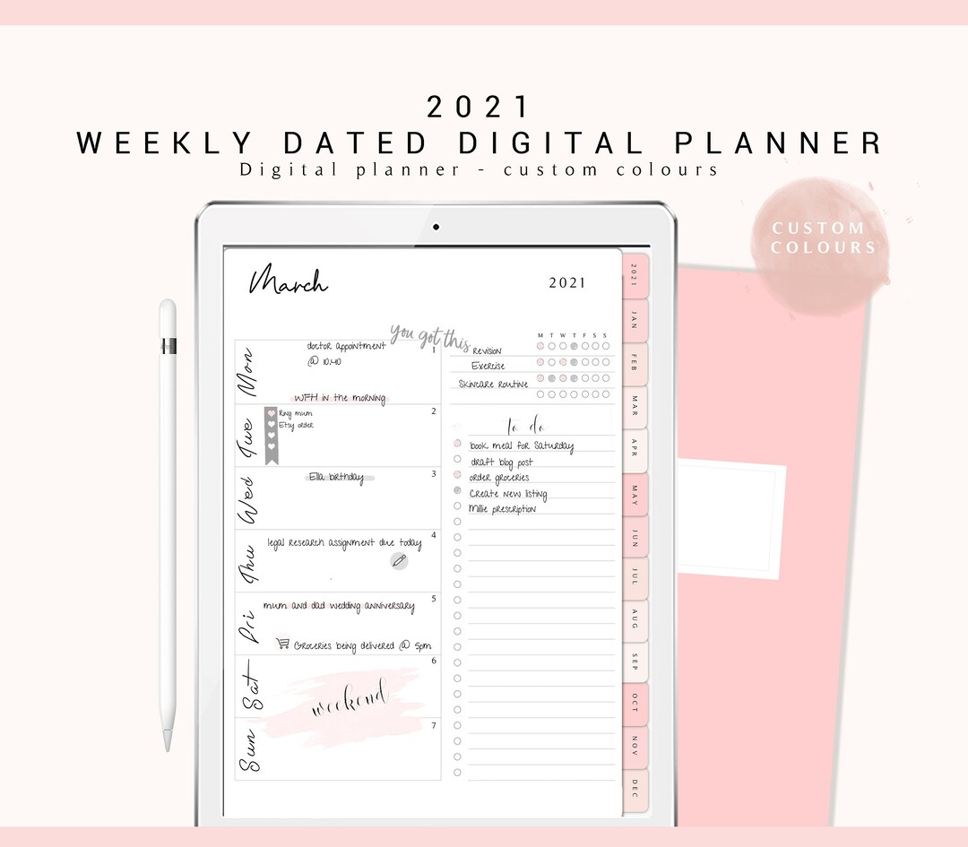2021 Digital Planner, Dated Digital Planner, Goodnotes Planner, iPad ...
