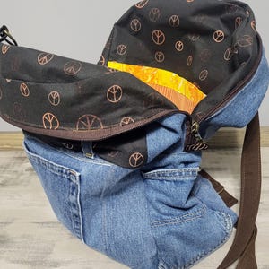 Upcycled Denim Peace Sign Backpack With Wristlet & Pouch - Etsy