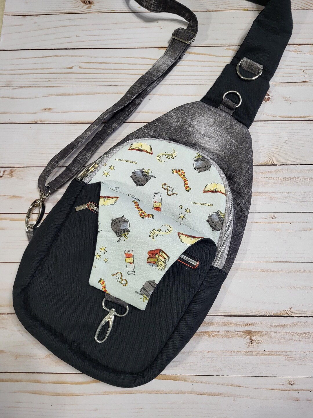 Black Wizard Sling Backpack - Etsy