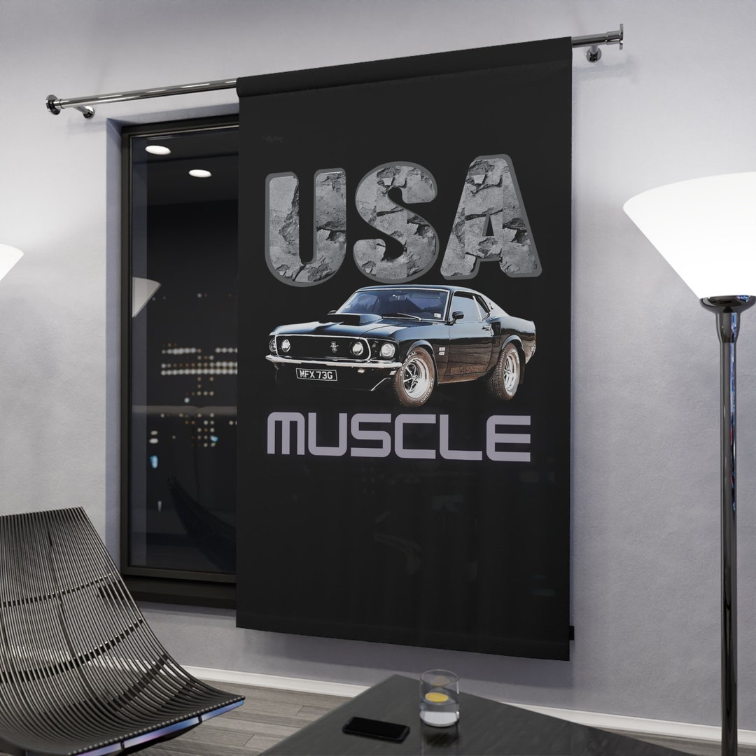 Curtain Hot Rod Lover Muscle Car Decor Window 1pc Drapes Home Decor ...