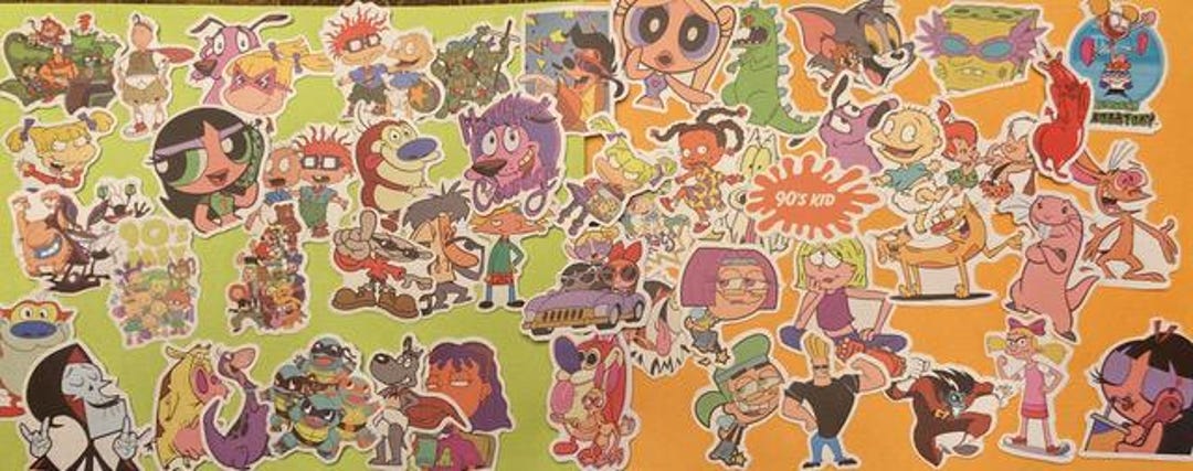 Set of 25 90s Cartoon Stickers, Perfect for Crafting, Scrapbooking, and ...