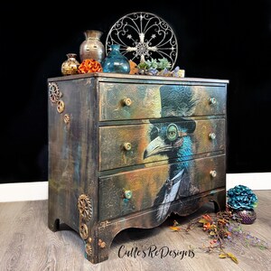 Steampunk Peacock Solid Maple Chest of Drawers - Etsy