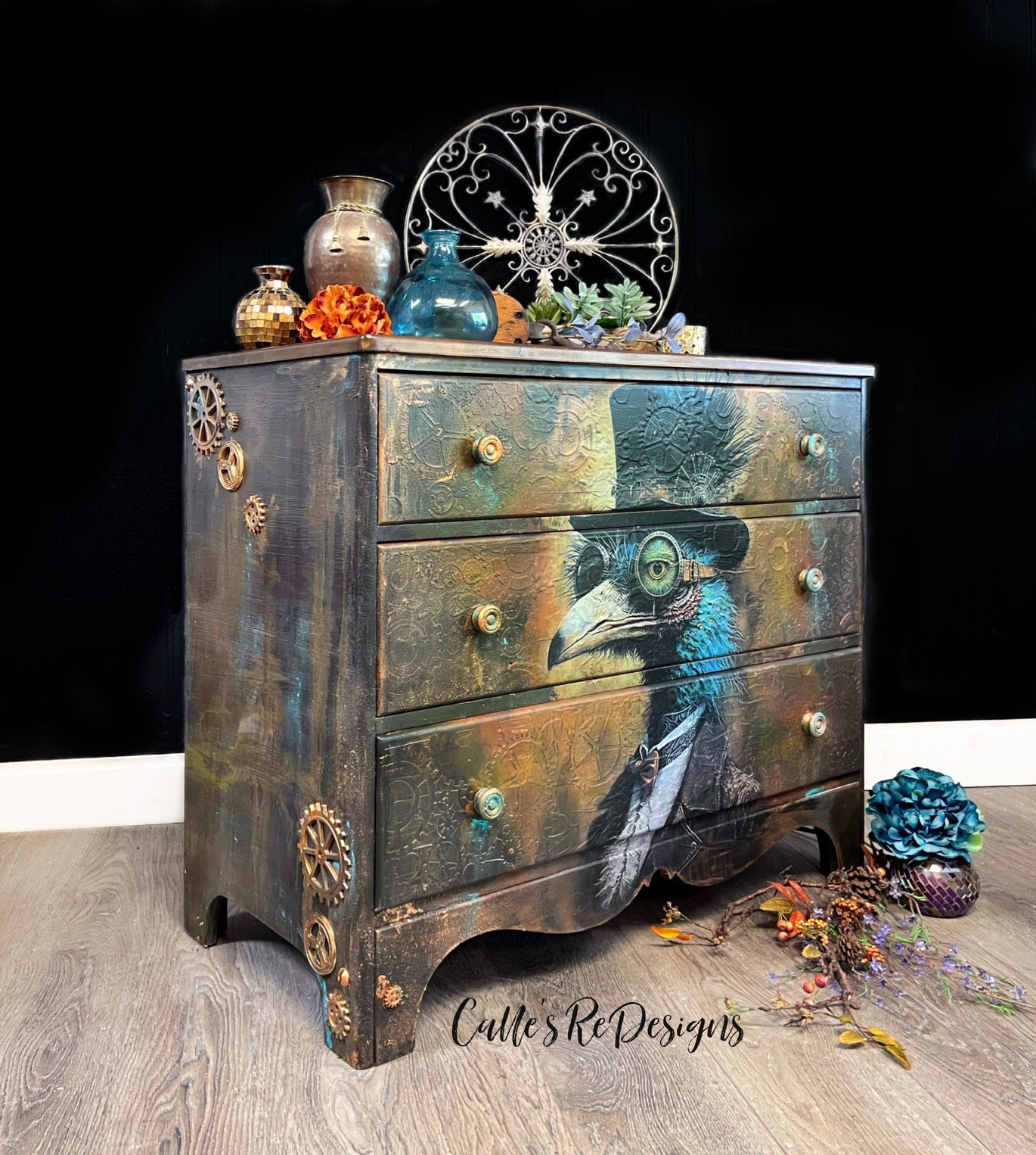 Steampunk Peacock Solid Maple Chest of Drawers - Etsy