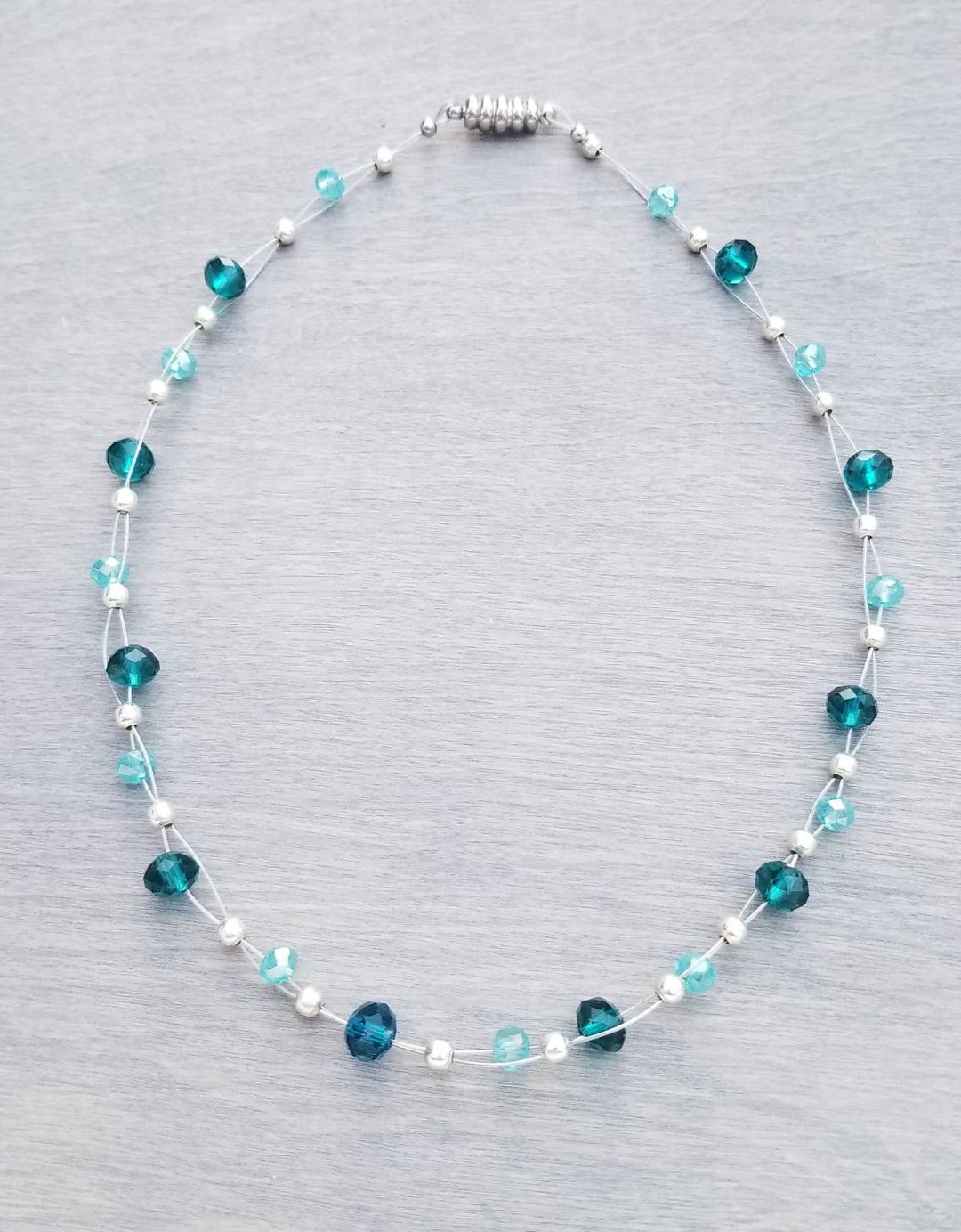 The Atlantis Necklace, Floating Aqua Teal Swarovski Crystals With ...