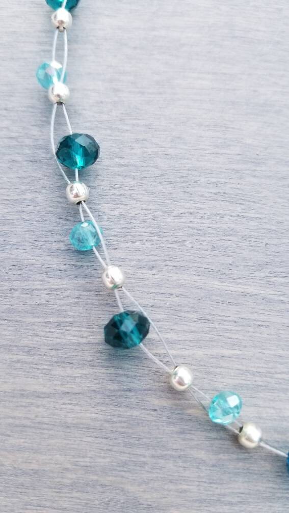 The Atlantis Necklace, Floating Aqua Teal Swarovski Crystals With ...