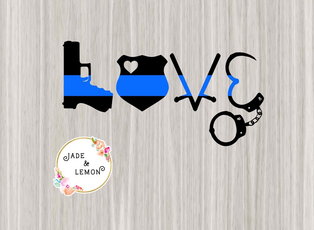 Thin Blue Line Police Love Design, SVG, Clipart, Graphic, Sublimation ...