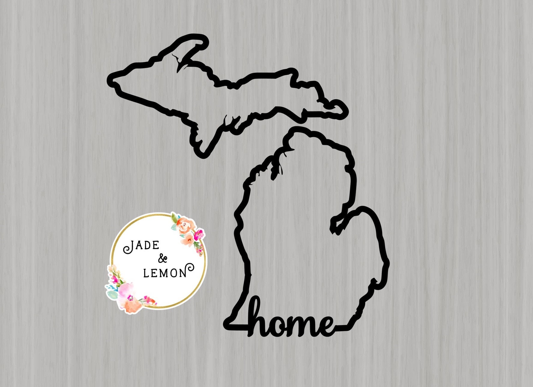 Michigan Home Vinyl Decal Outline State of Michigan Car Decal Michigan ...