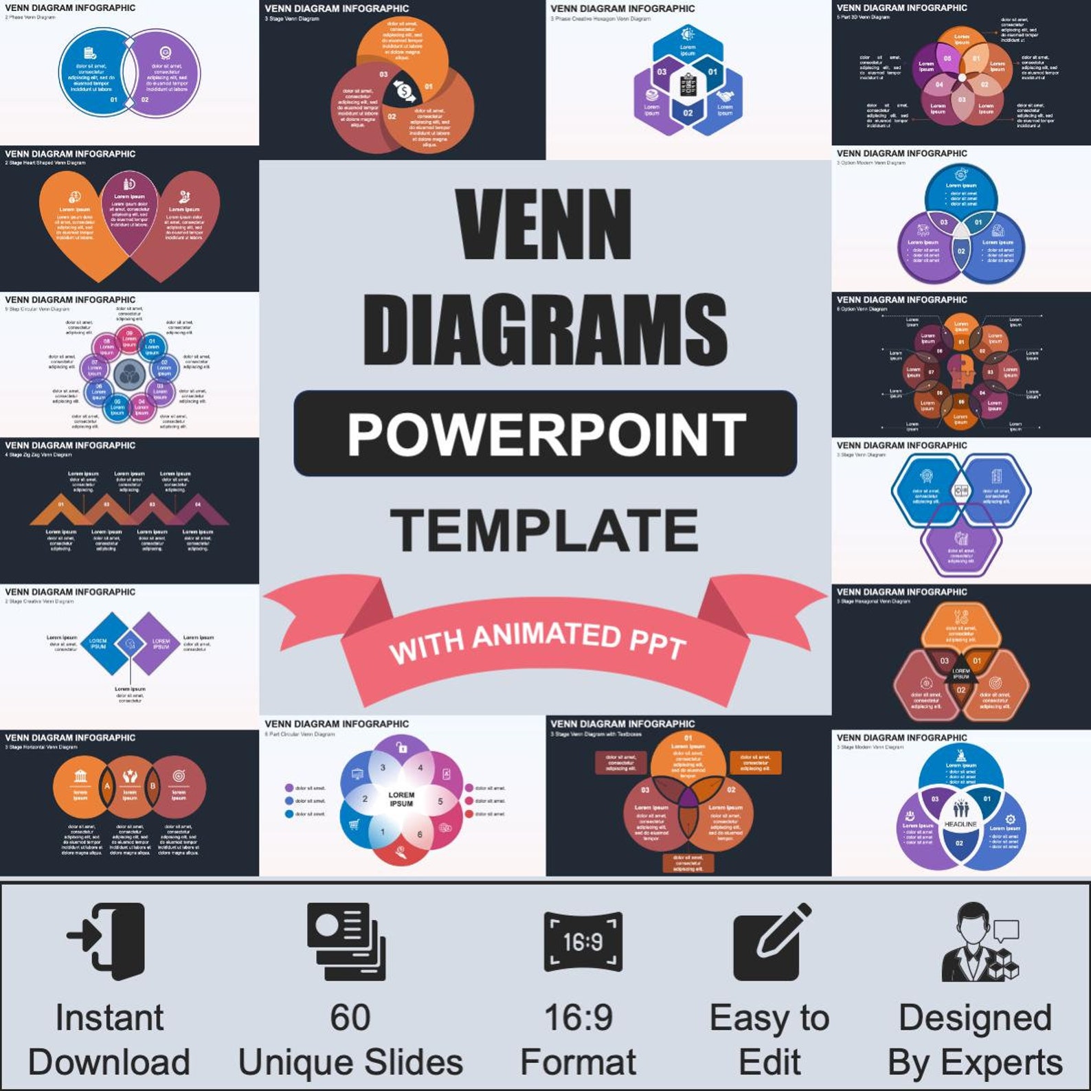 Creative Venn Diagrams Template for Powerpoint - Fully Editable ...