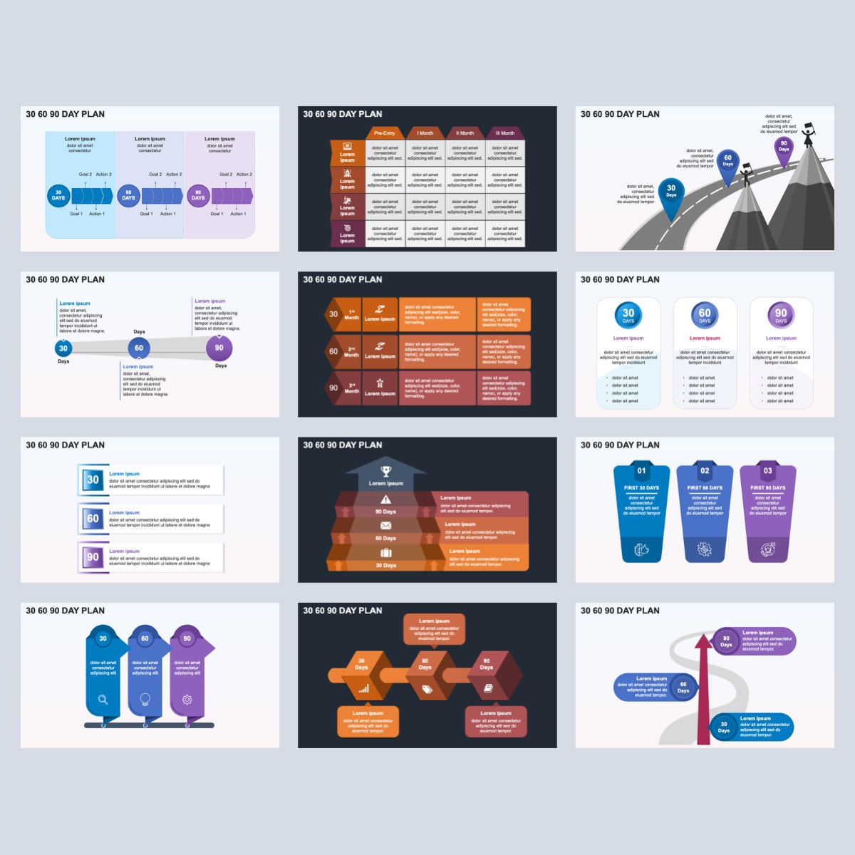 30 60 90 Day Plan Infographics Template for Powerpoint - Fully Editable ...