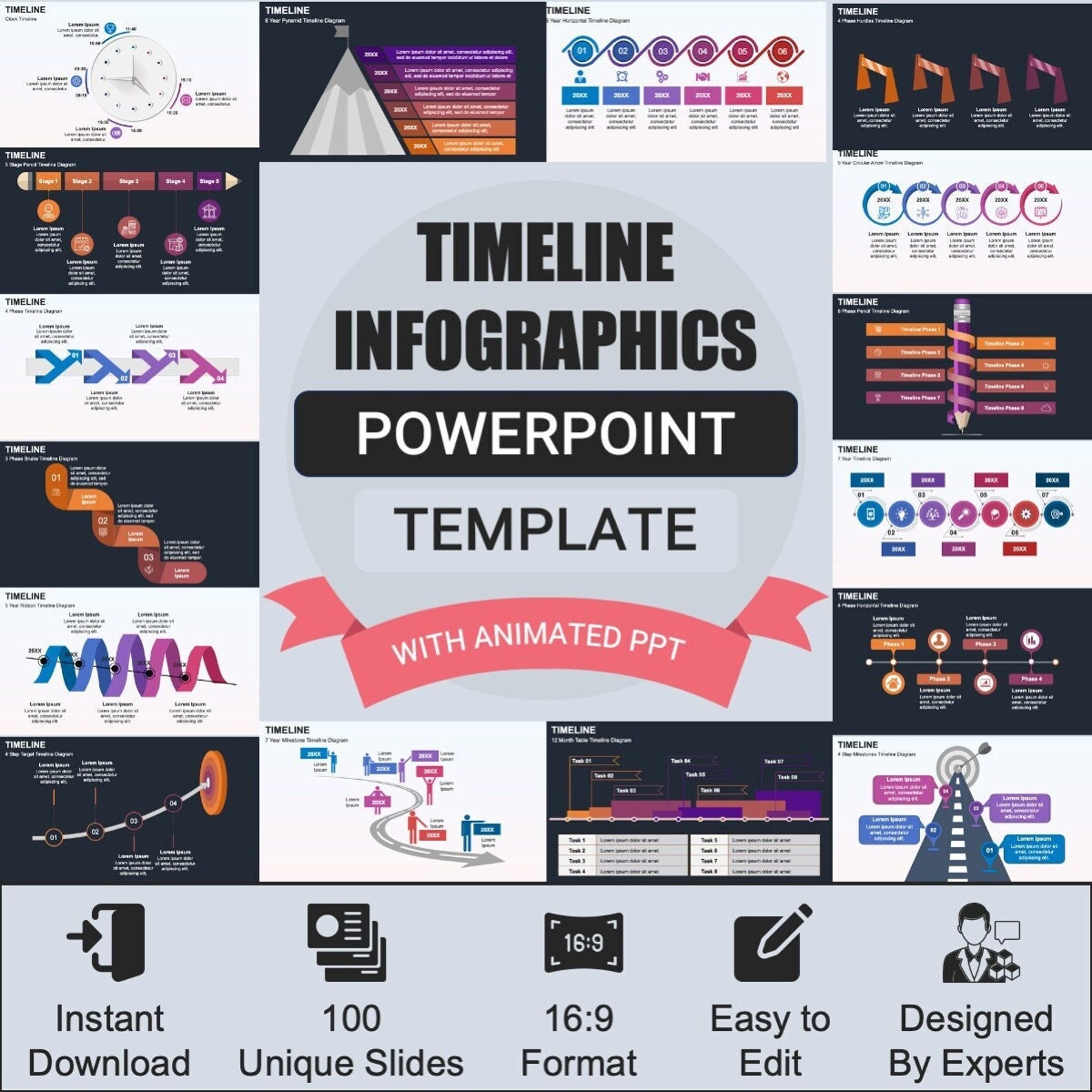Creative Timeline Infographics Template for Powerpoint - Fully Editable ...