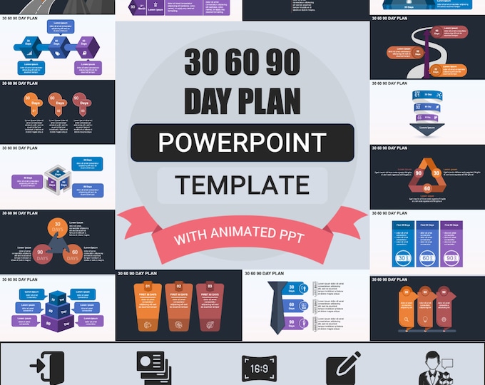 Custom Powerful 30 60 90 Day Plan Template for Powerpoin, 30 60 90 Day ...