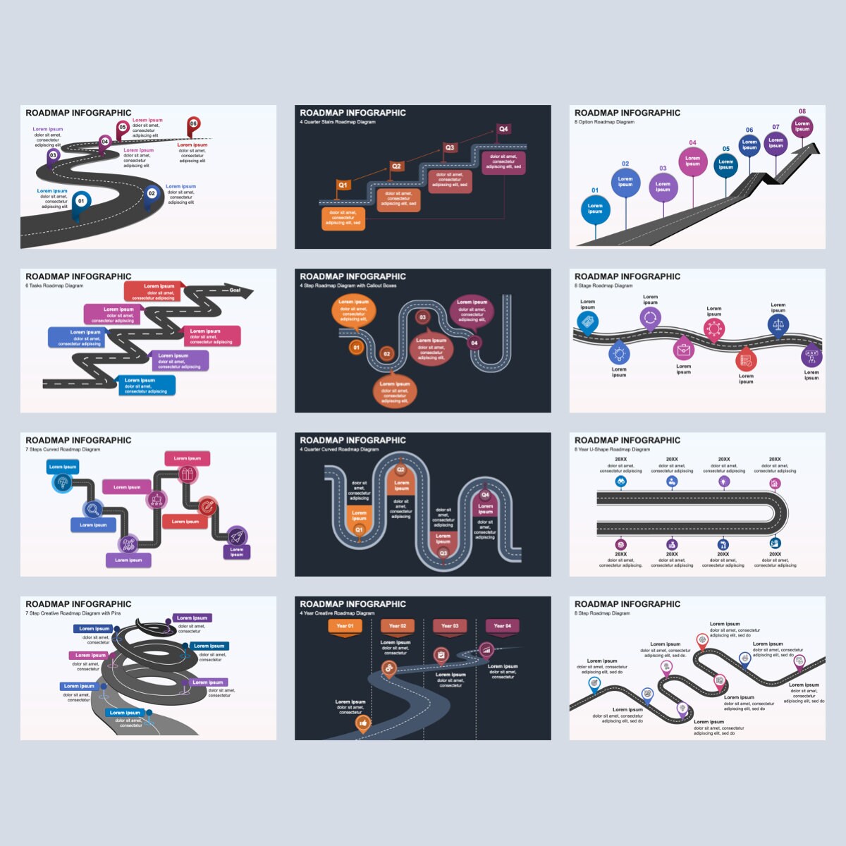 Creative Roadmap Infographics Template for Powerpoint - Fully Editable ...