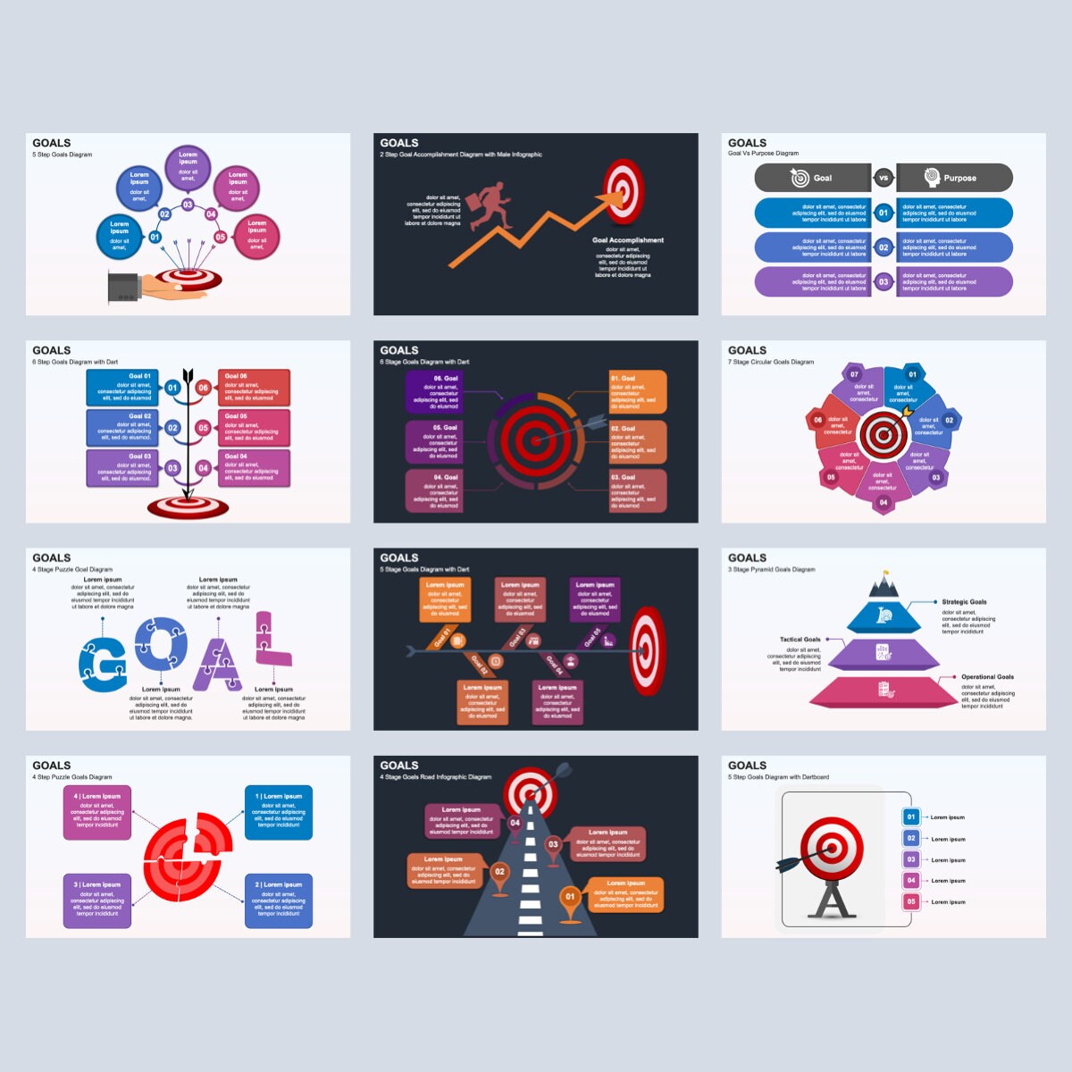 Animated Goals Infographics Template for Powerpoint - Fully Editable ...
